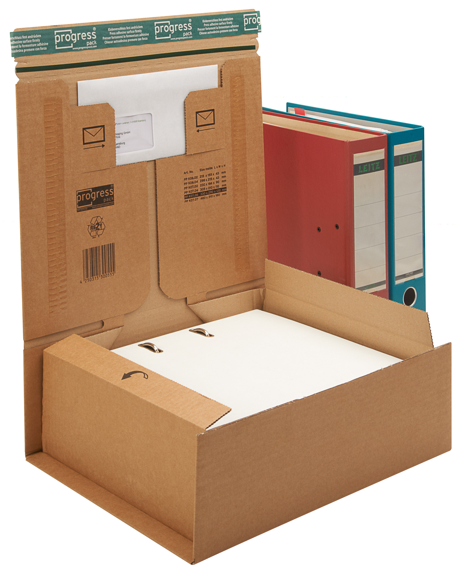 Ordnerversandverpackung für 2 Ordner, selbstklebend